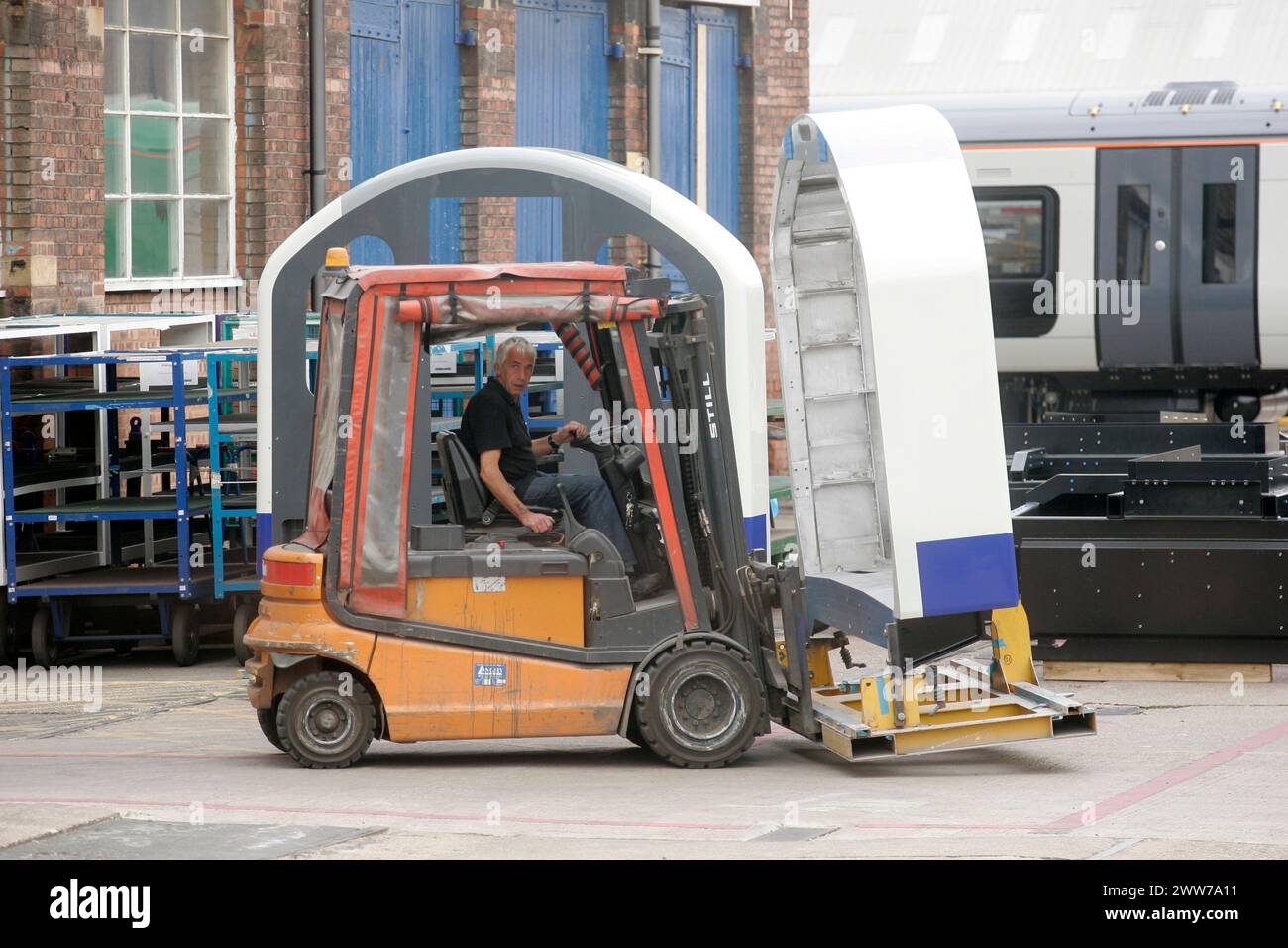 File photo showing trains being made at Bombardier's Derby factory ...