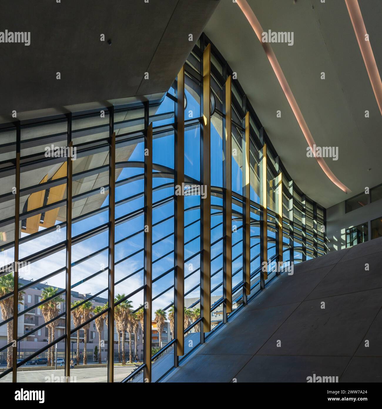 Interior view of the staircase at Pierresvives cultural center, media ...