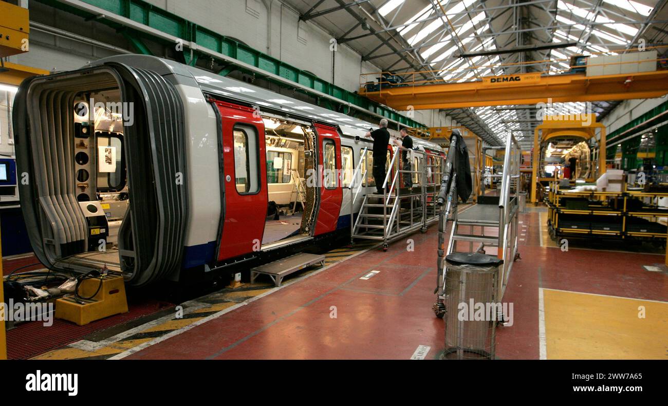 File photo showing trains being made at Bombardier's Derby factory ...