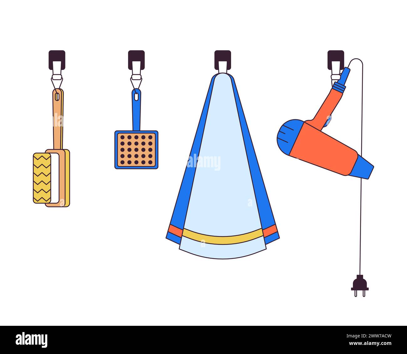 Grooming studio tools 2D linear cartoon objects set Stock Vector Image ...