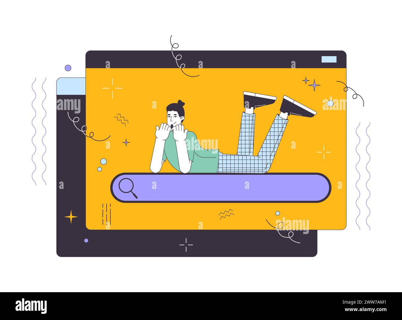 Searching Information On Internet 2d Linear Illustration Concept Stock Vector Image And Art Alamy
