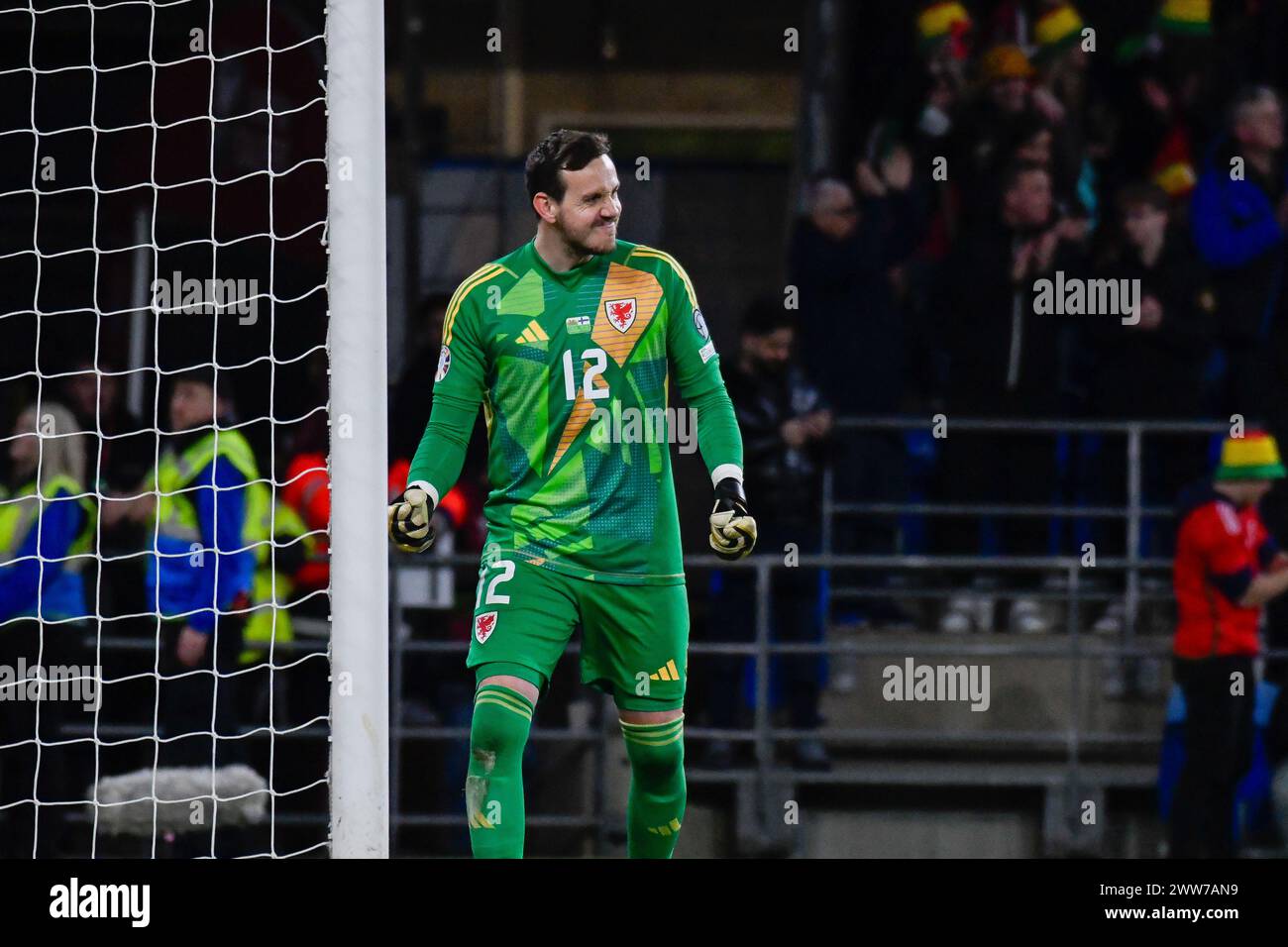 Cardiff, Wales. 21 March 2024. Goalkeeper Danny Ward of Wales ...