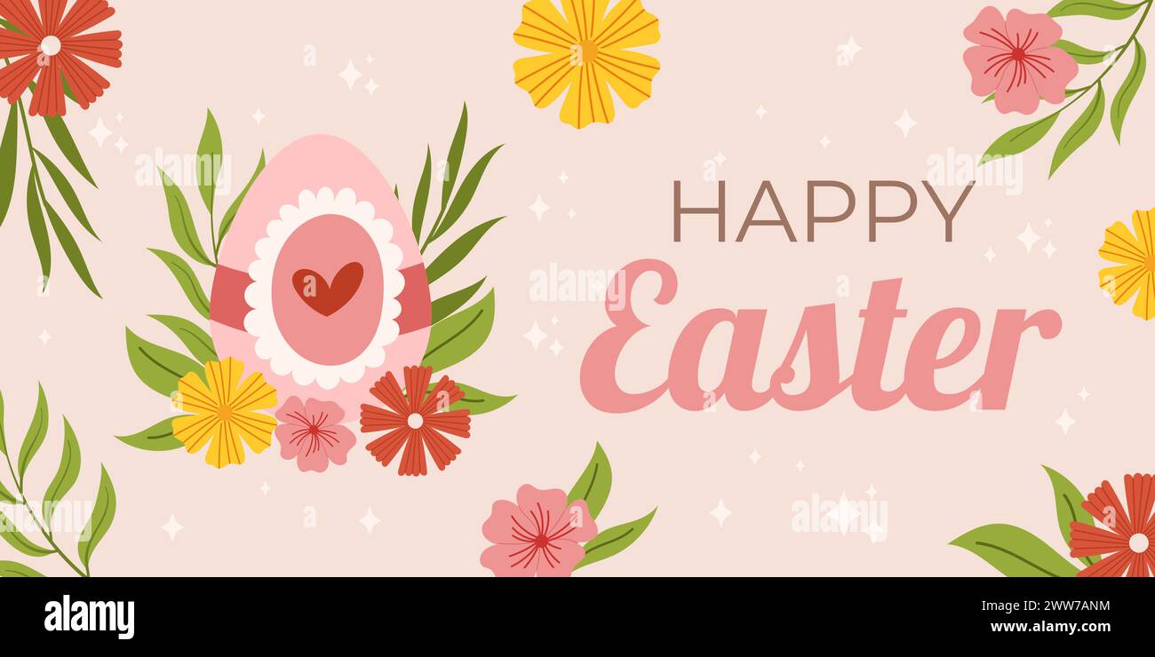 Easter horizontal background template. Design for celebration spring ...