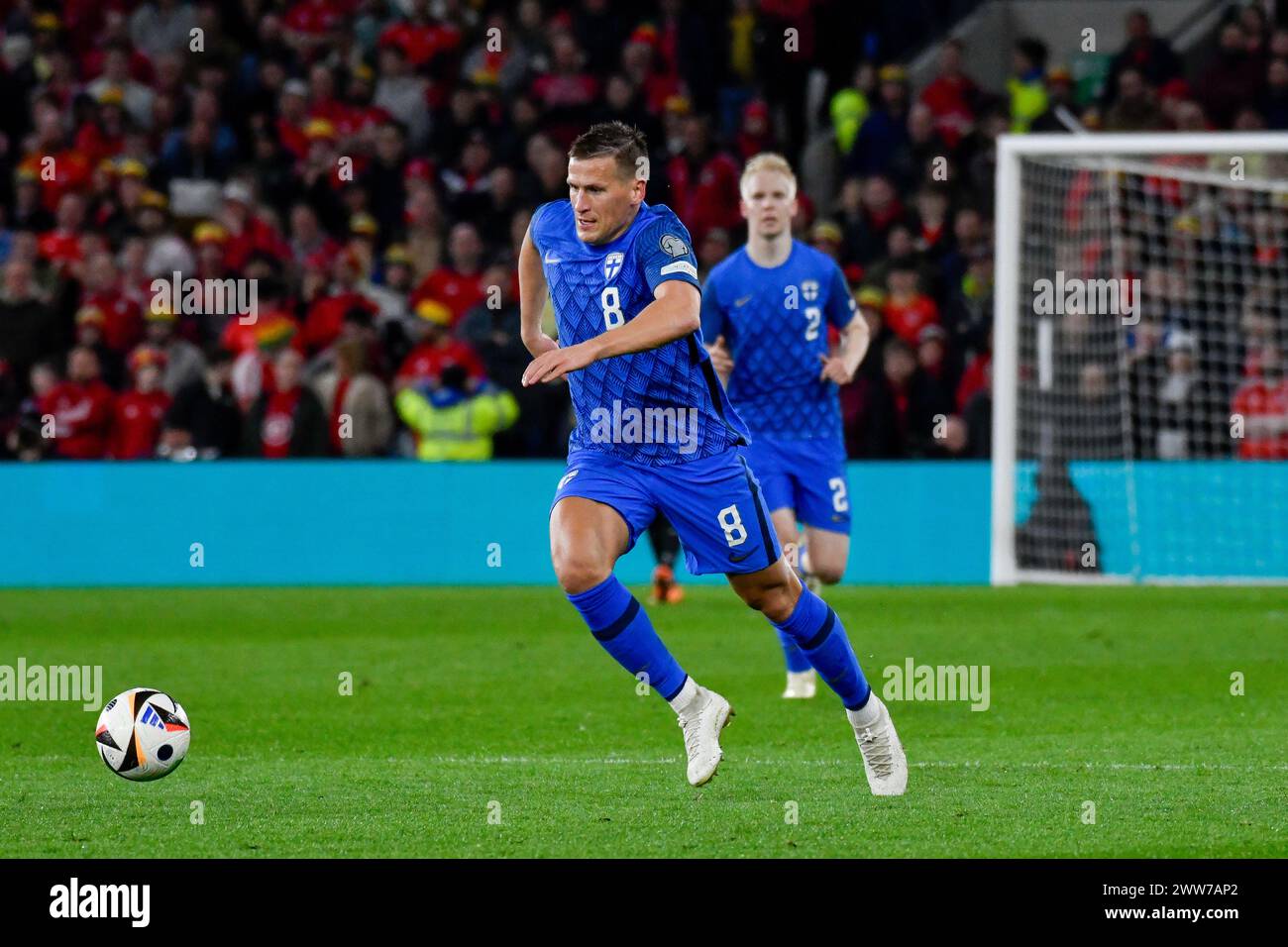 Cardiff, Wales. 21 March 2024. Robin Lod of Finland during the UEFA ...