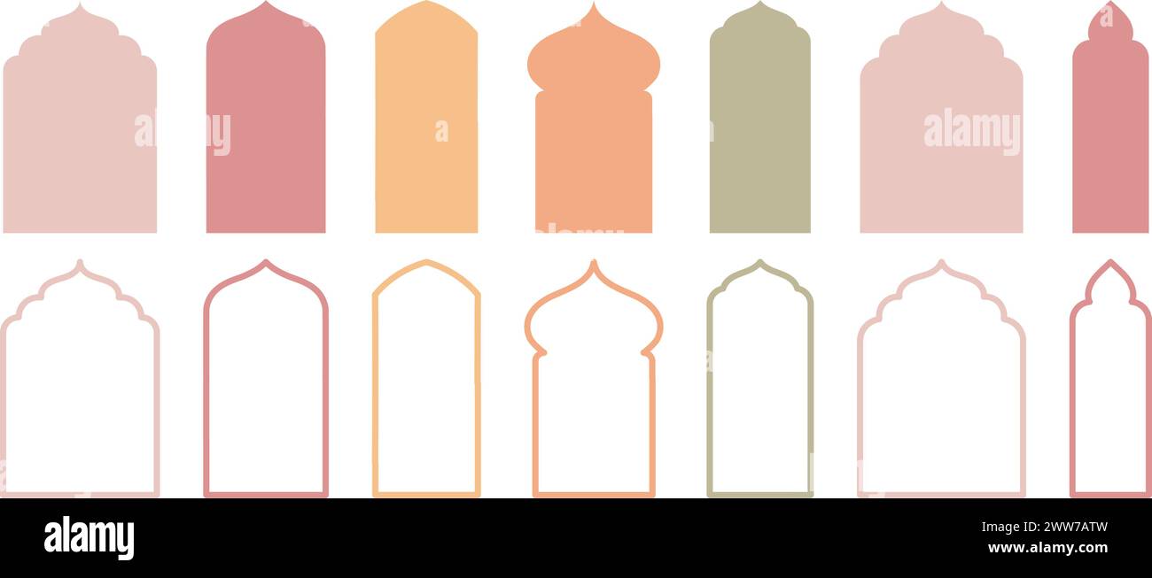 Assortment of Islam's traditional window or door designs. Collection of ...
