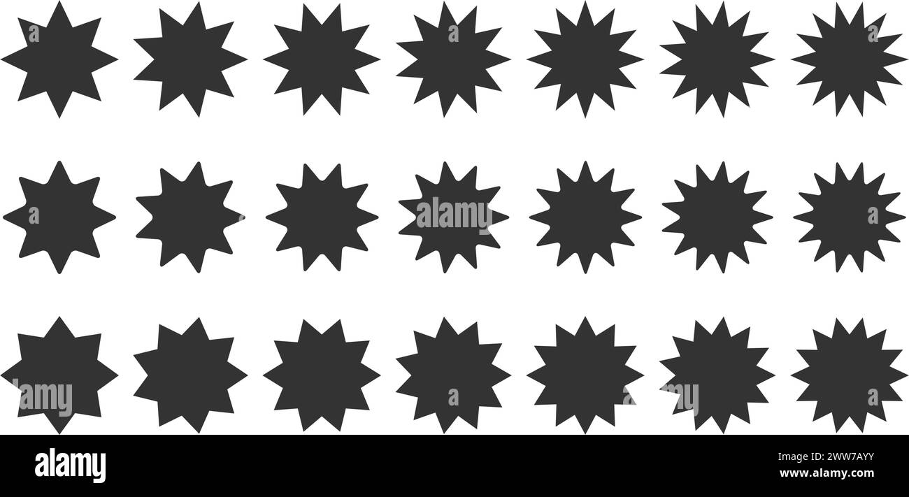 Collection of starburst badge label for sale promotion. Black ...