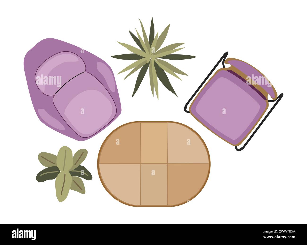 Set of lounge zone, living room furniture top view Stock Vector Image ...