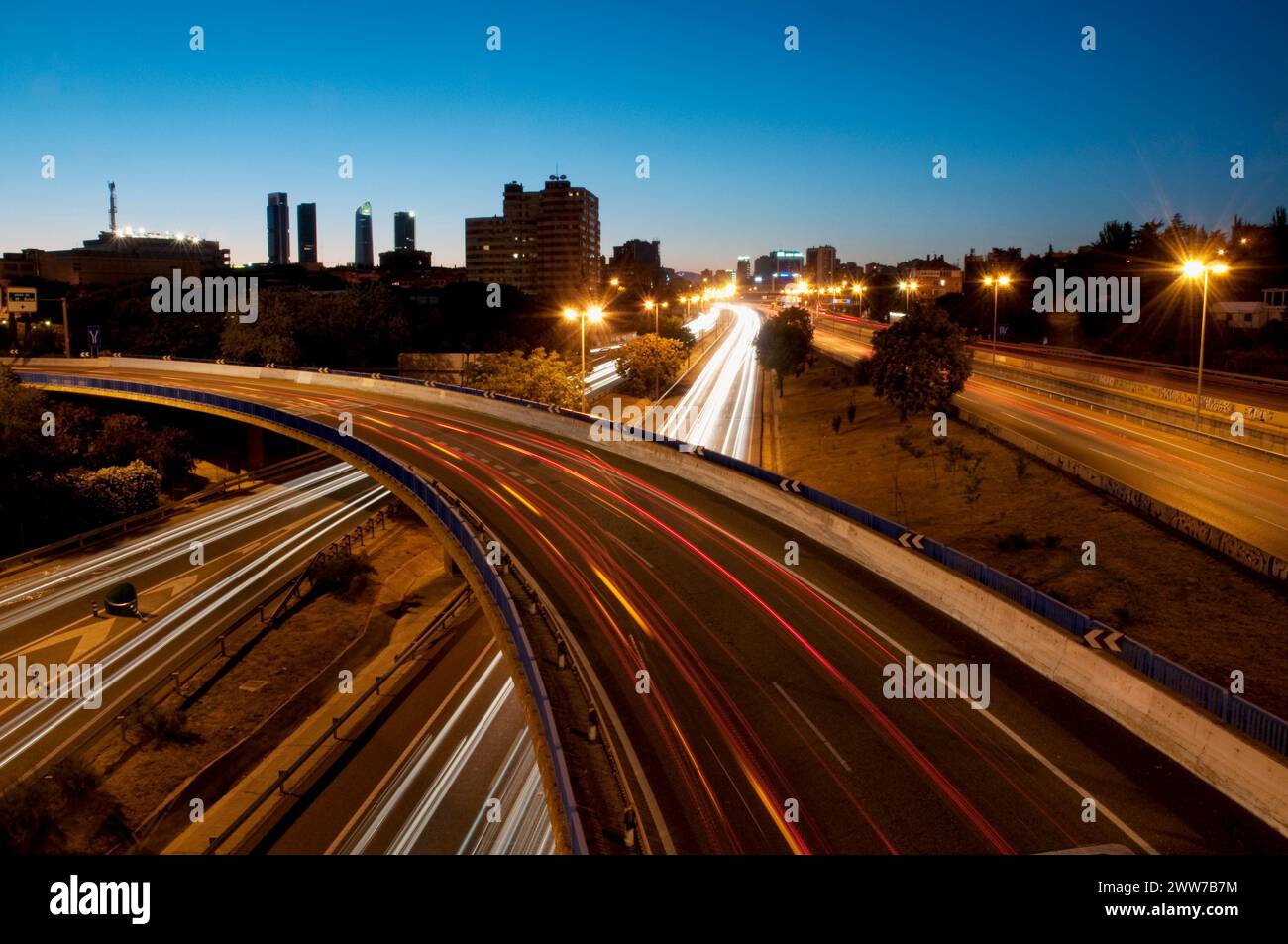 M-30 motorway, night view. Madrid, Spain Stock Photo - Alamy