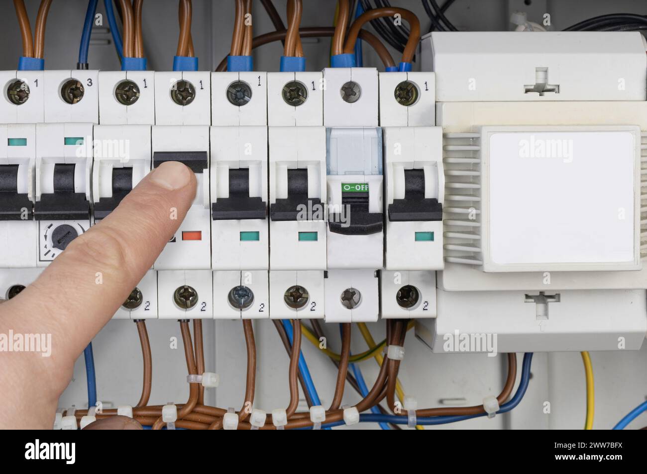 Electrician Testing Circuit Breaker Panel Stock Photo - Alamy