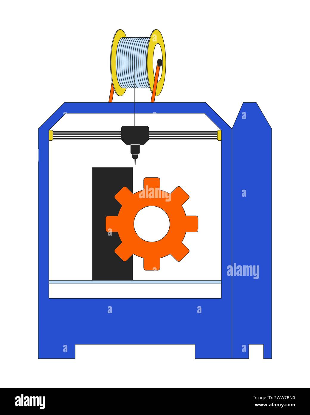 Gear Machine Part On 3d Printer 2d Linear Cartoon Object Stock Vector Image And Art Alamy
