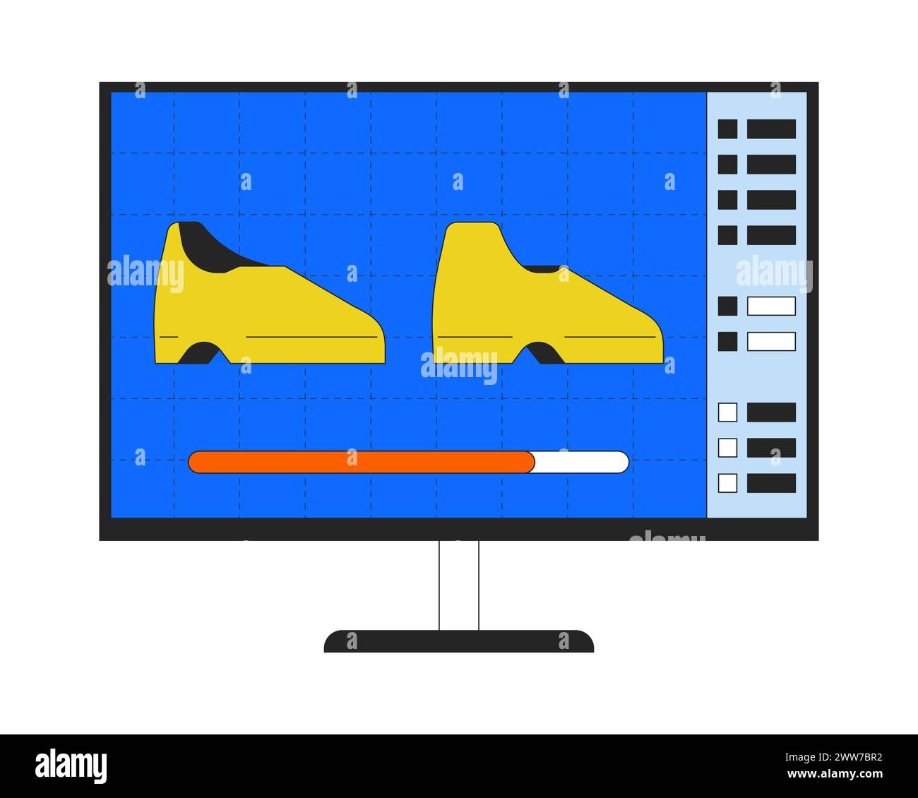 Shoes designing on computer screen 2D linear cartoon object Stock ...