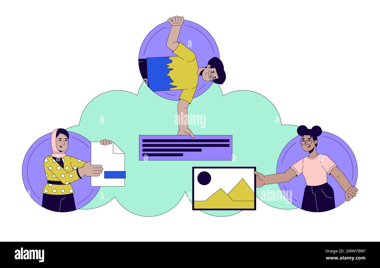 Cloud storage 2D linear illustration concept Stock Vector Image & Art ...