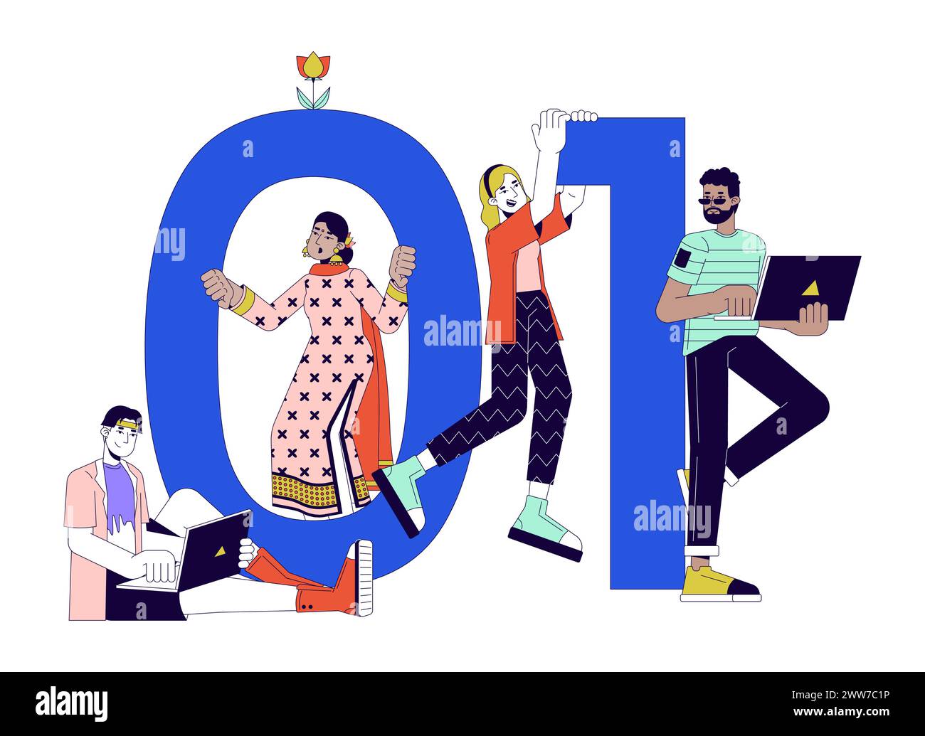 Binary Code 2d Linear Illustration Concept Stock Vector Image And Art Alamy