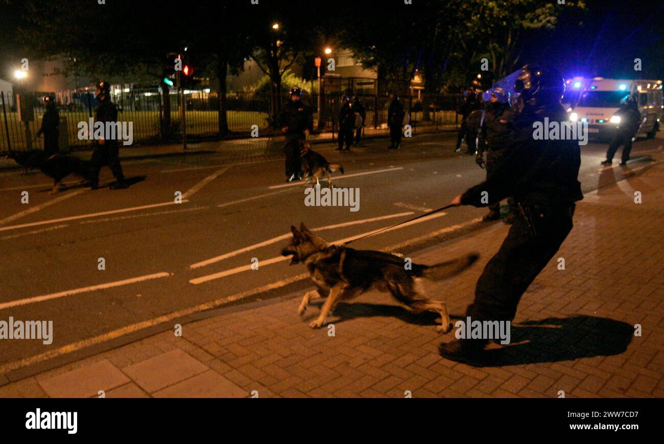 09/08/11..After violence erupts in Birmingham city centre, police dog ...