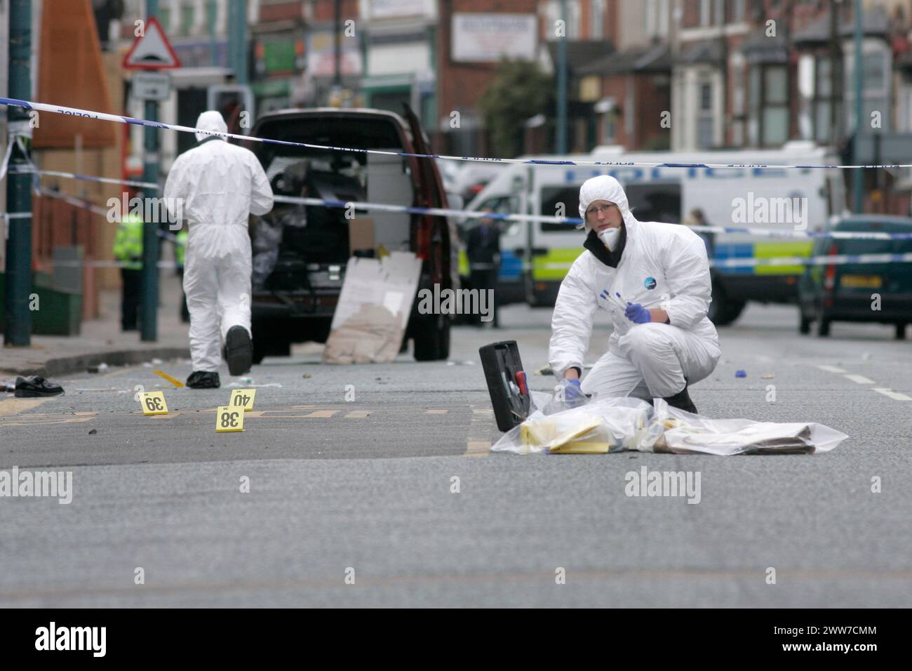10/08/11...The scene today in Dudley Road where three people were ...