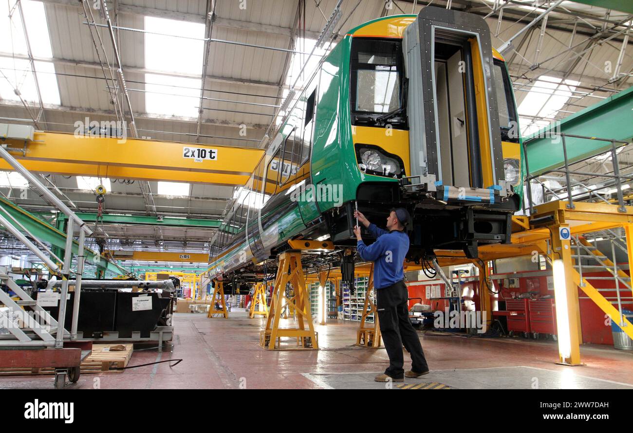 File photo showing trains being made at Bombardier's Derby factory. Bombardier has won a £1bn ...