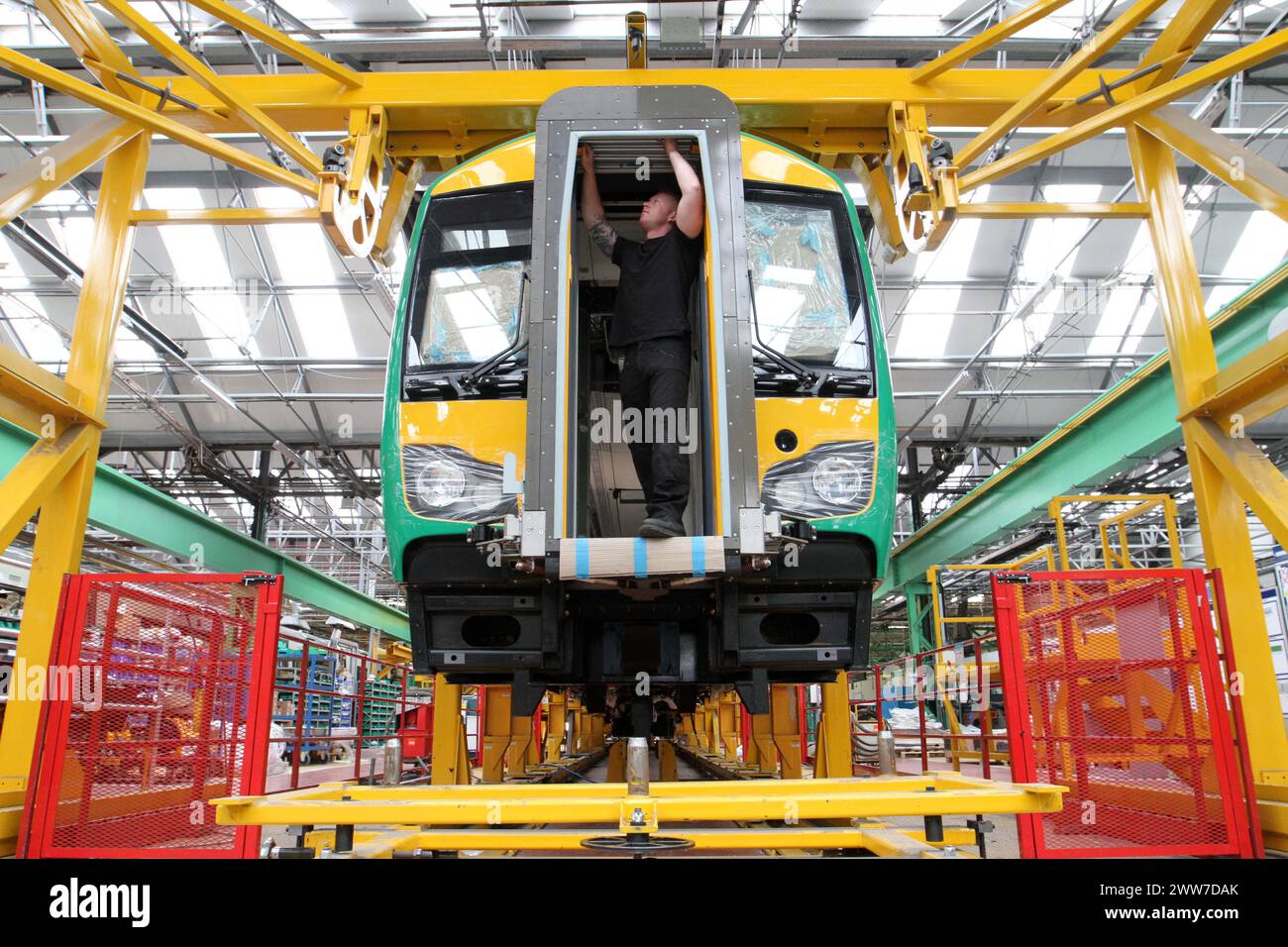 File photo showing trains being made at Bombardier's Derby factory. Bombardier has won a £1bn ...