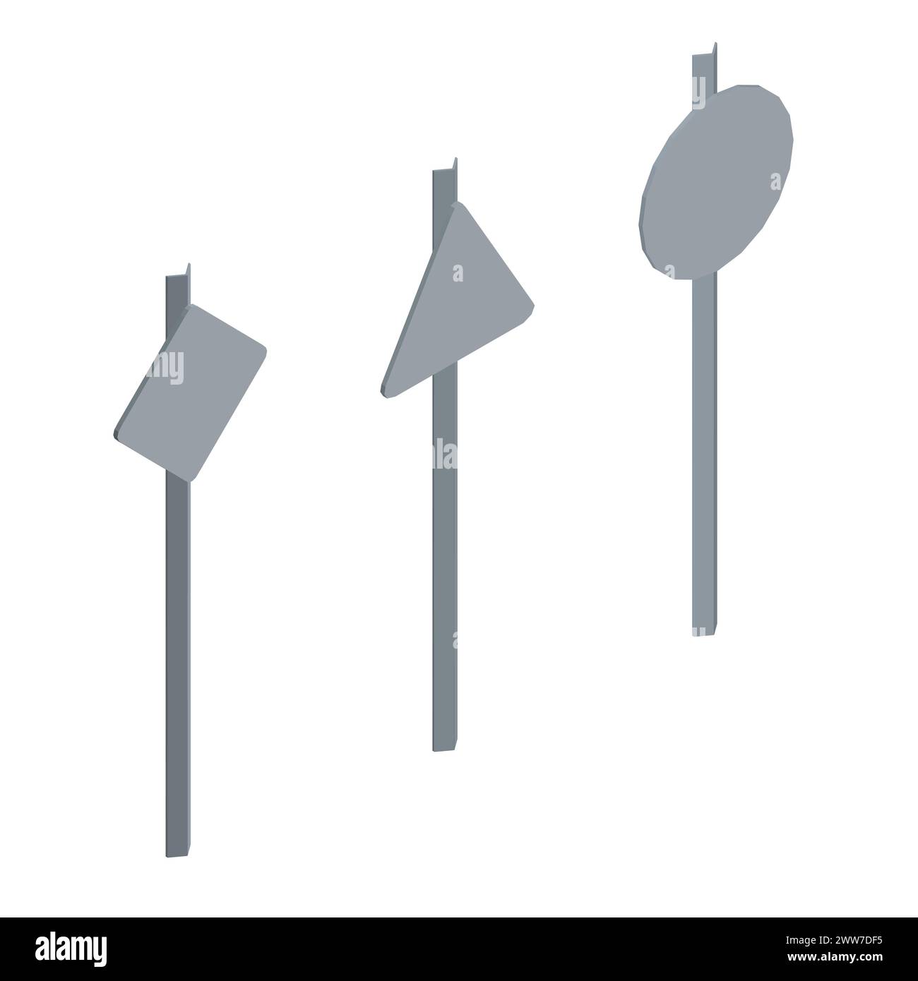 Polygonal model of road sings set isolated on white background. Road ...