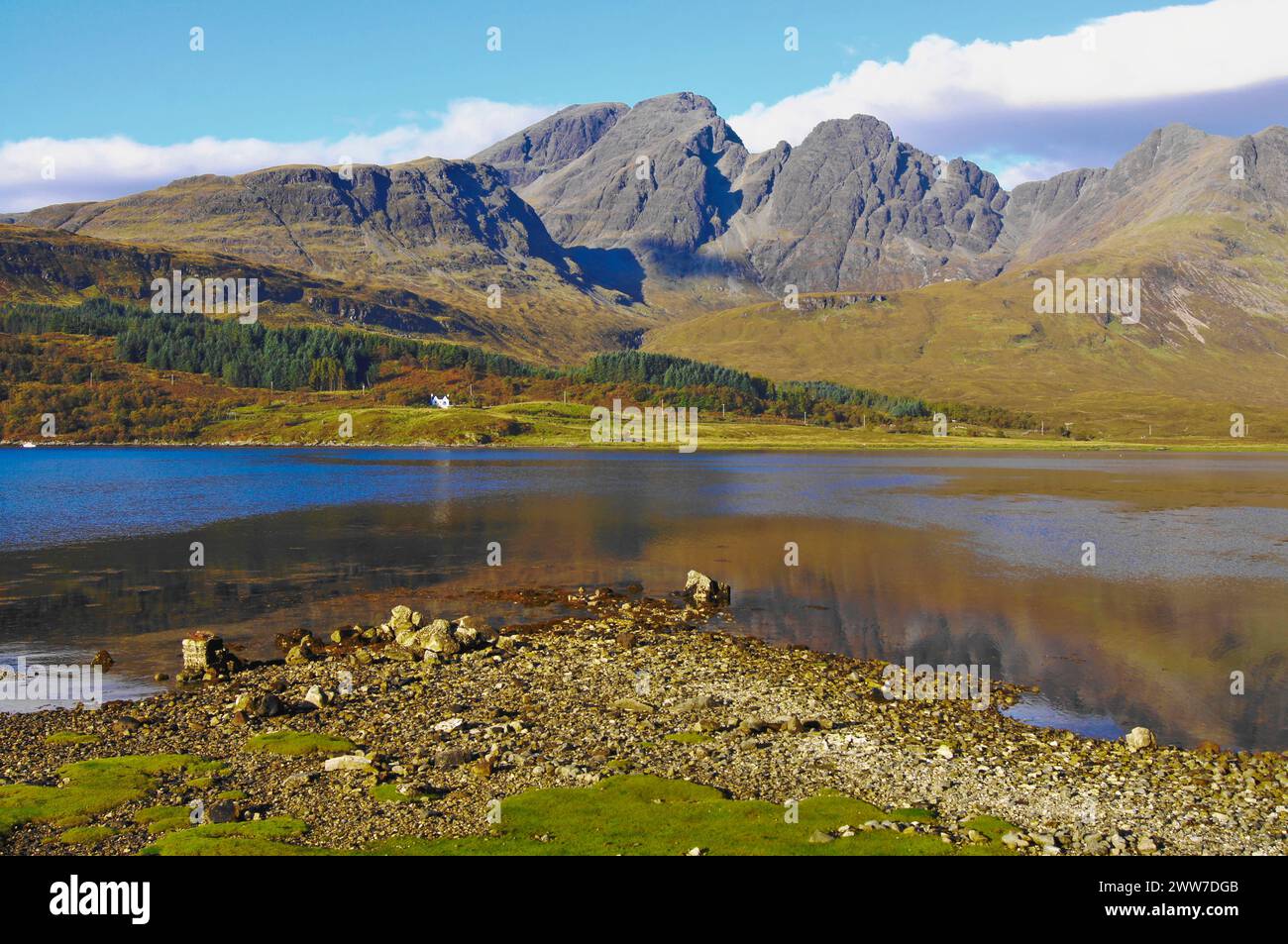 Loch Slapin and the Cuillin Mountains on the Isle of Skye, Scotland UK ...