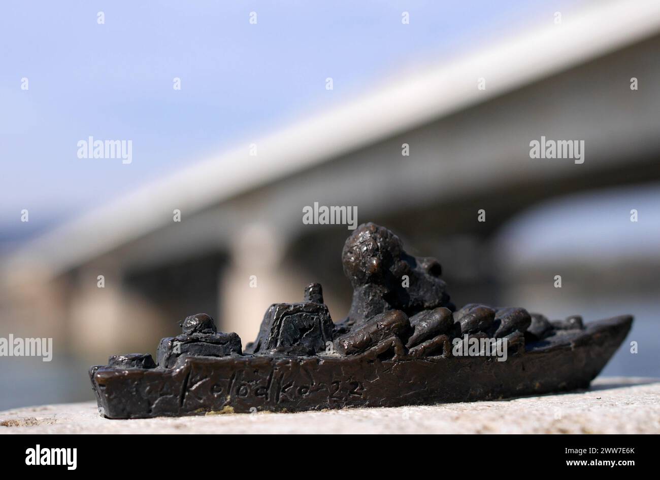 The Russian warship, with President Putin, a bronze mini statue by ...