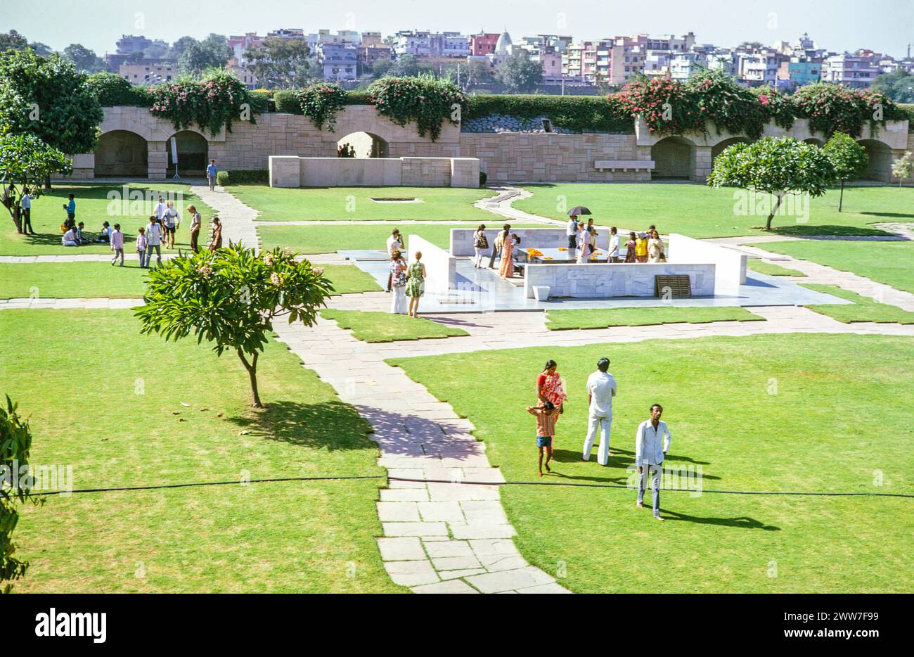Raj Ghat memorial complex Delhi, India, Asia 1974. black marble ...