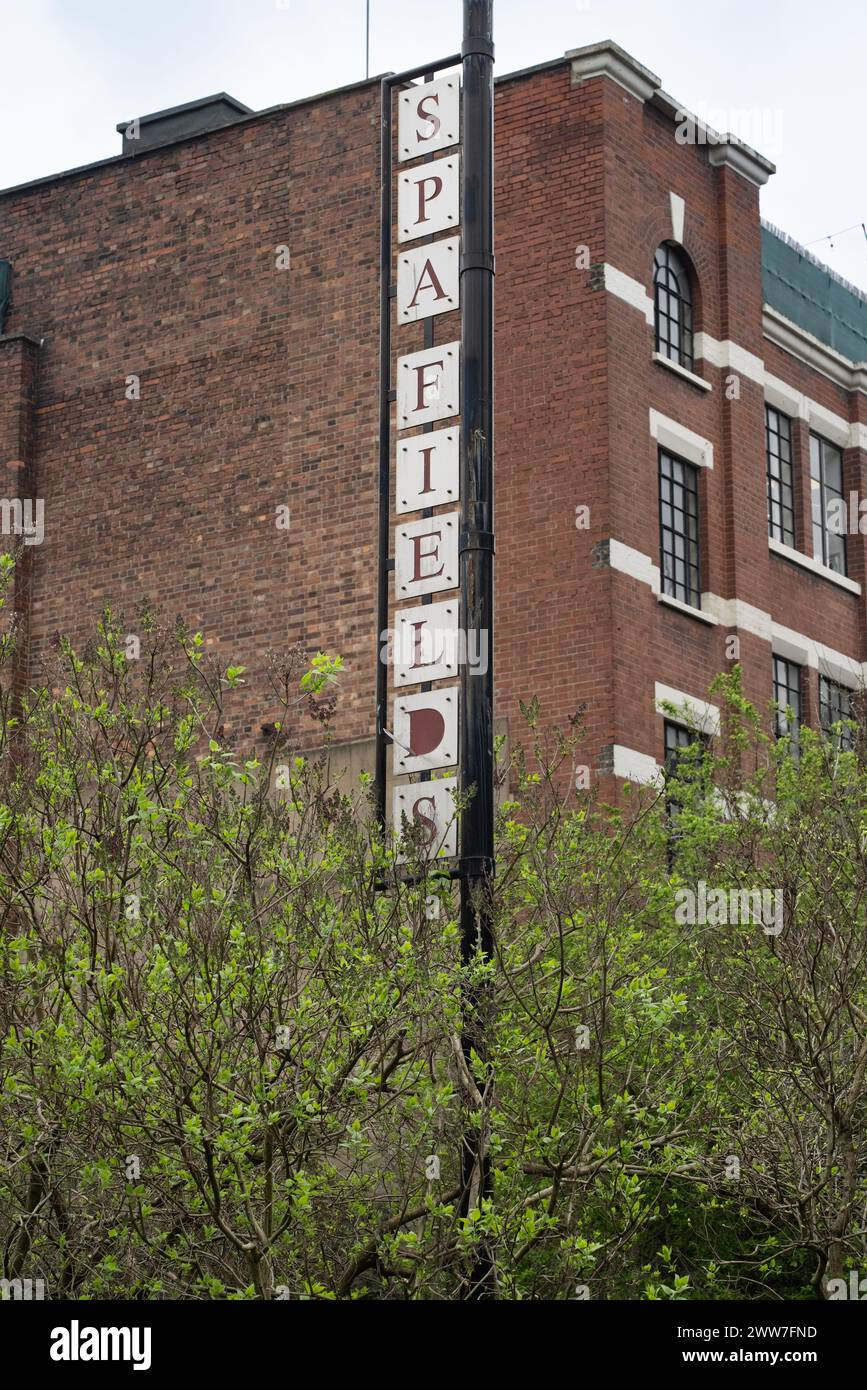 A weathered signpost proudly declares "Spa fields," hinting at a ...