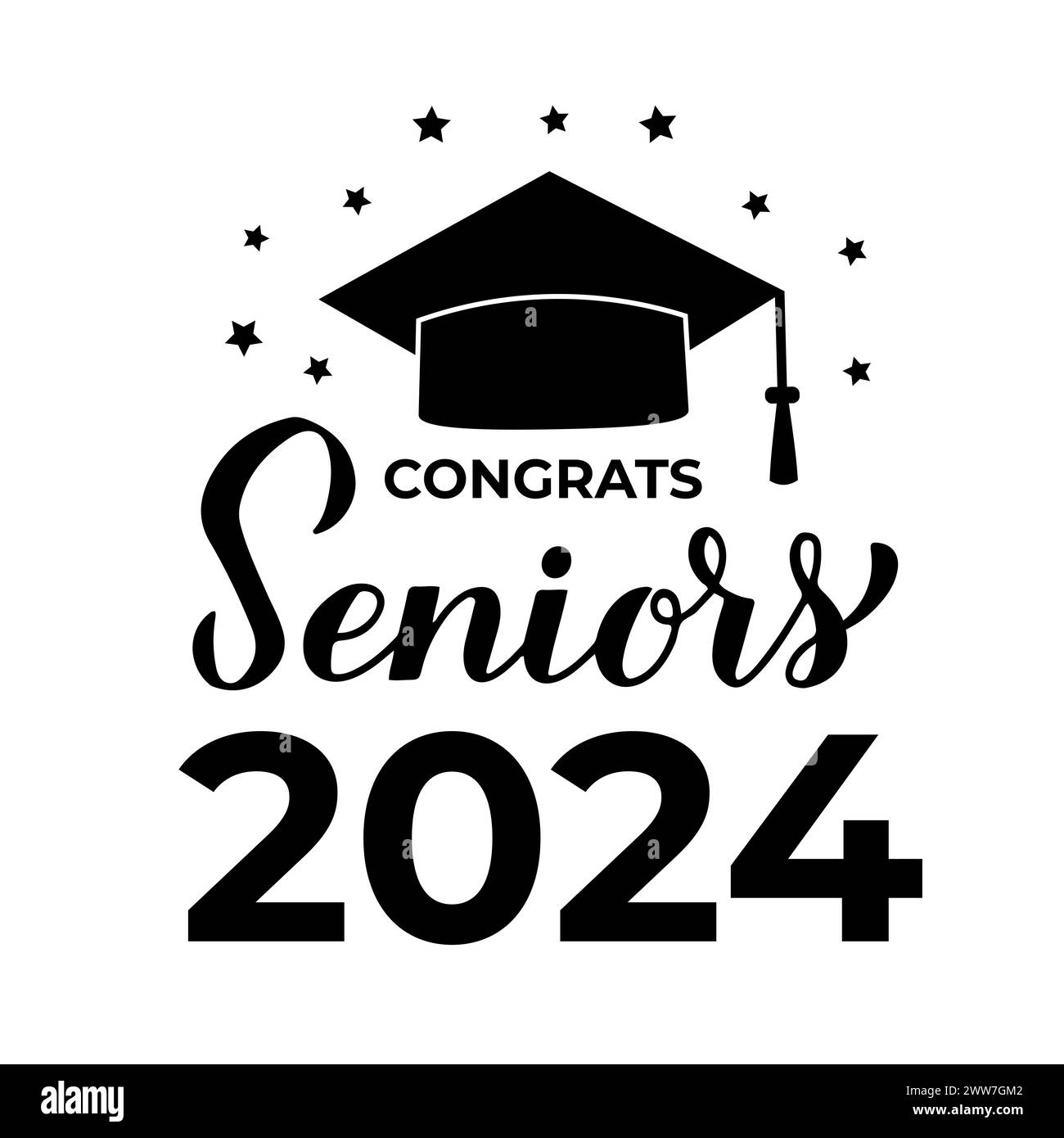Congrats Seniors 2024 calligraphy lettering with graduation cap ...