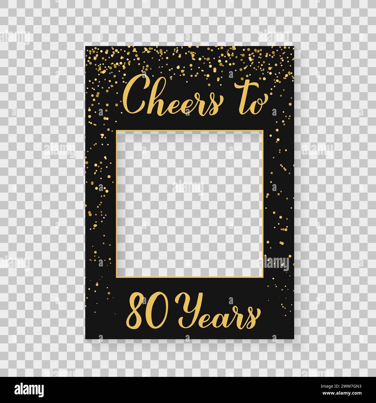 Cheers to 80 Years photo booth frame on a transparent background. 80th ...