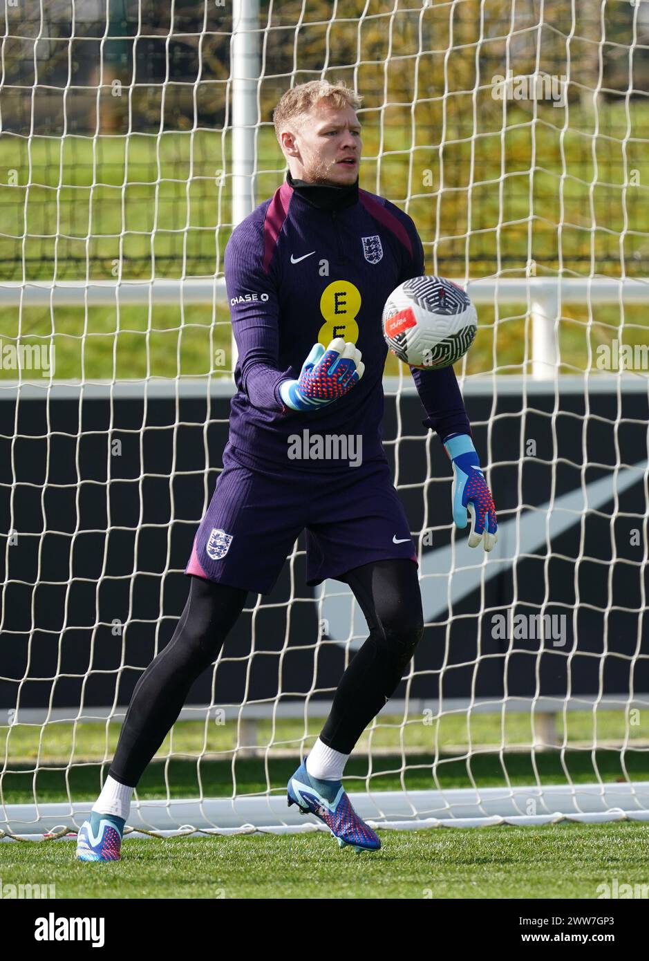 England goalkeeper Aaron Ramsdale during a training session at St ...