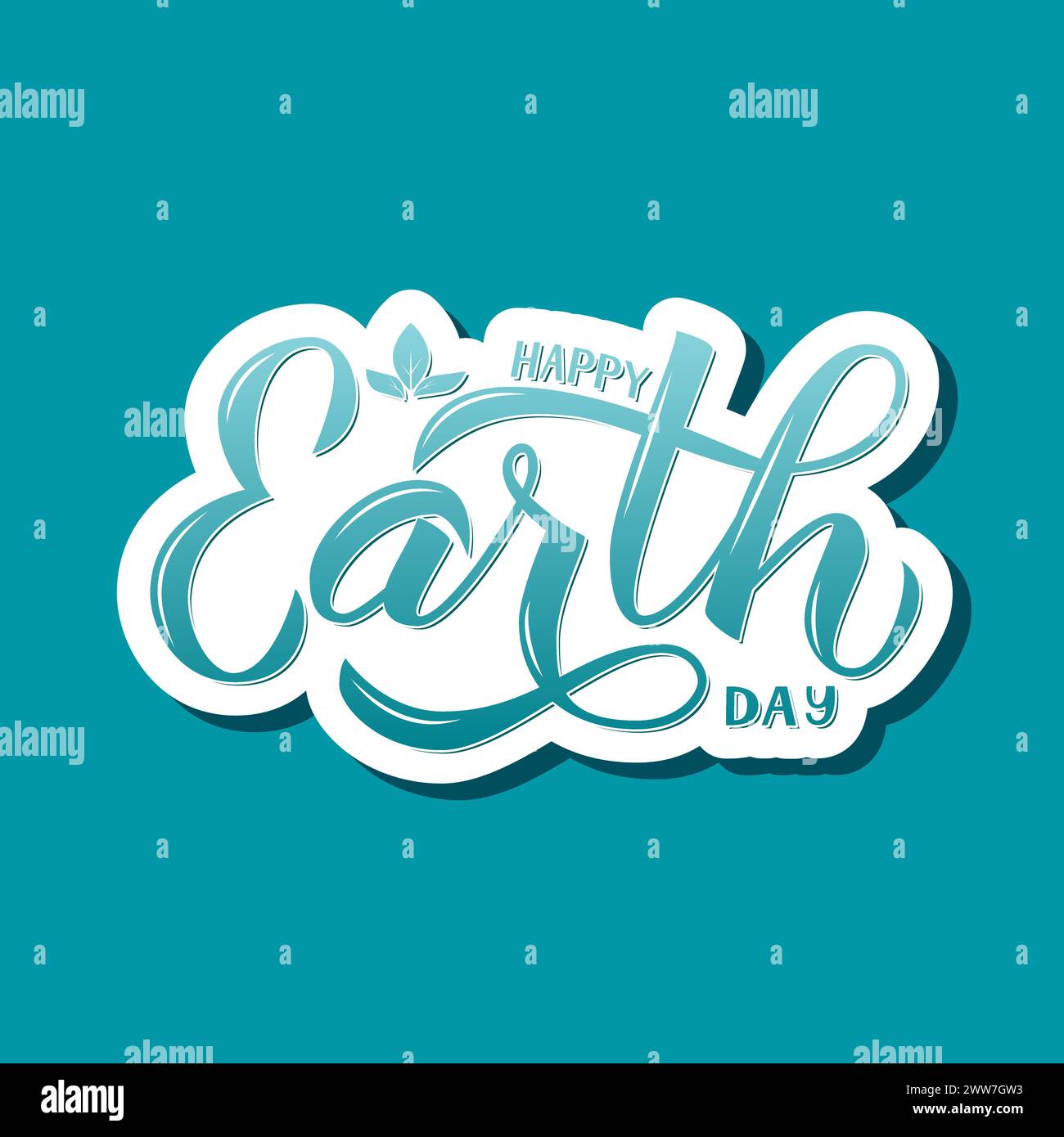 Happy Earth Day calligraphy hand lettering on blue background. Vector ...