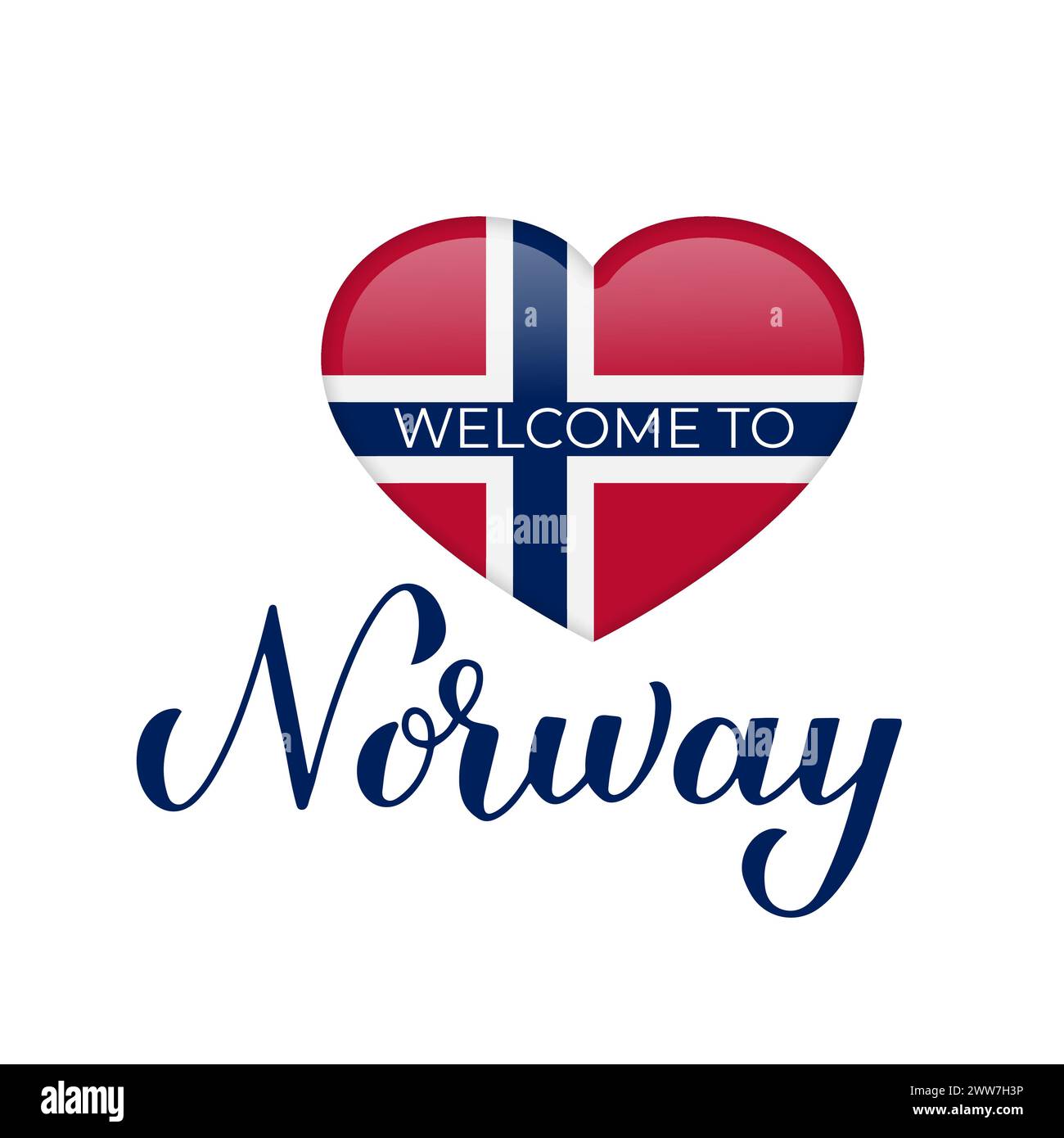 Welcome to Norway calligraphy hand lettering with national flag in ...