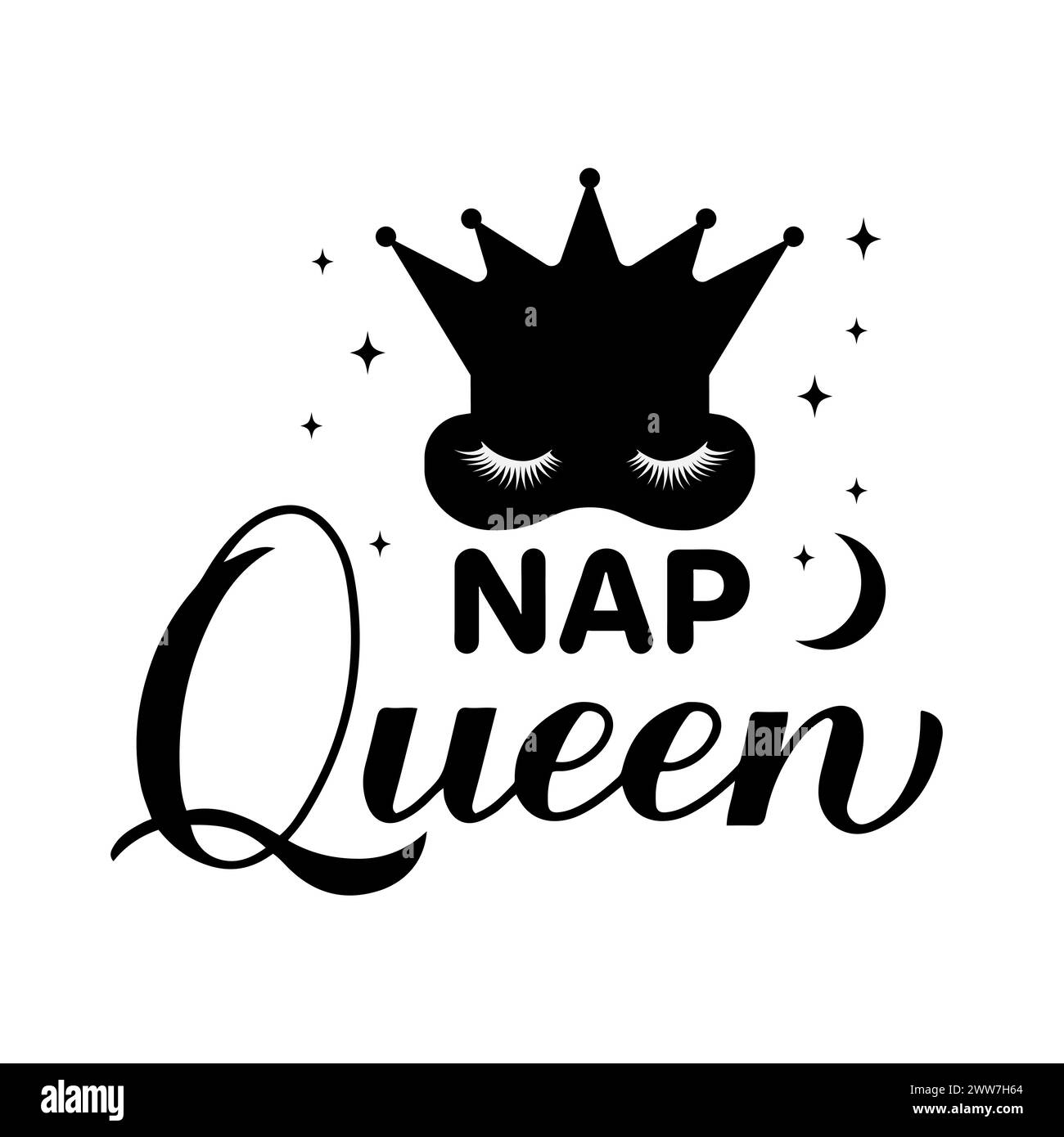 Nap Queen calligraphy lettering. Funny quote for girl typography poster ...