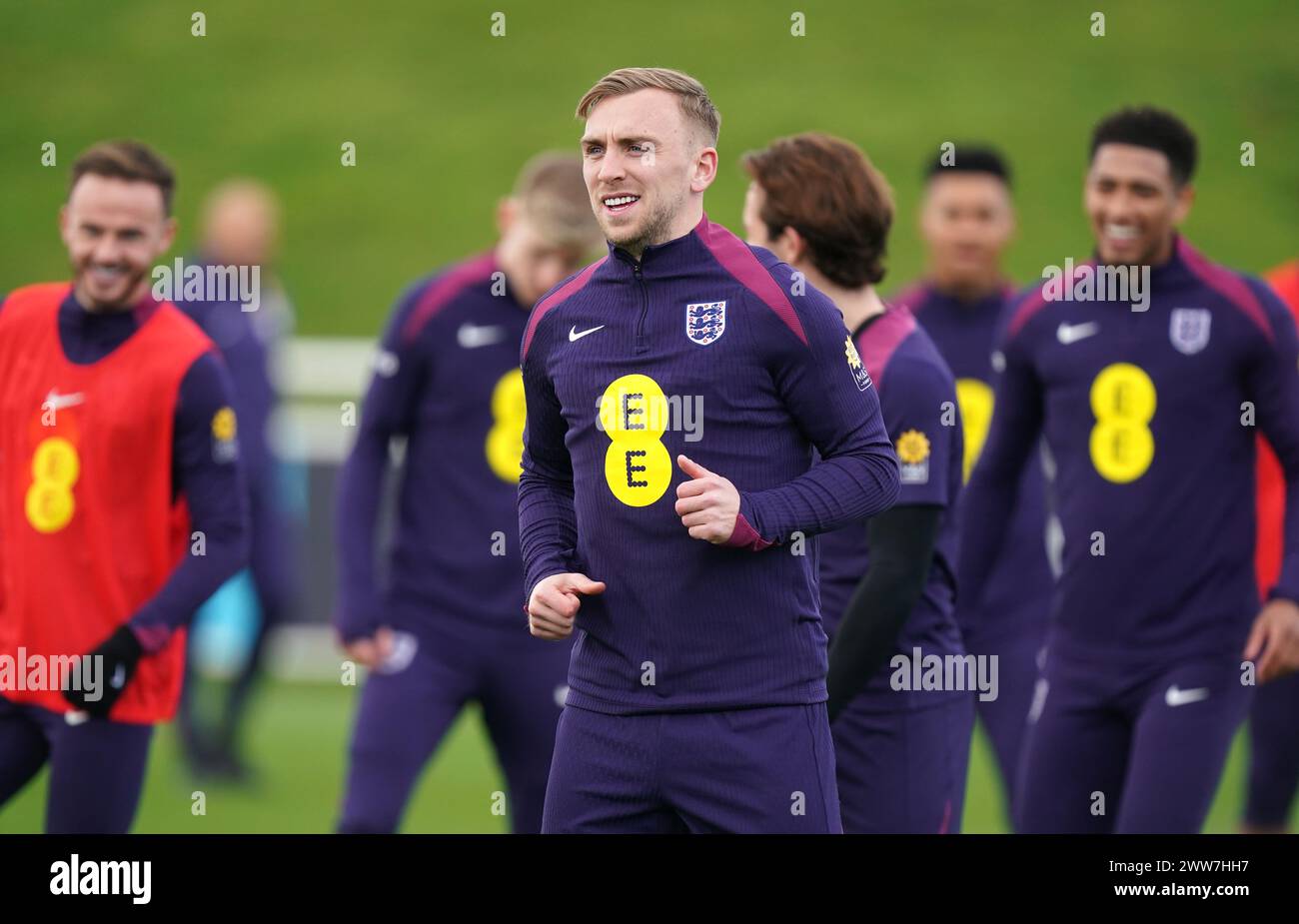England's Jarrod Bowen during a training session at St. George's Park ...