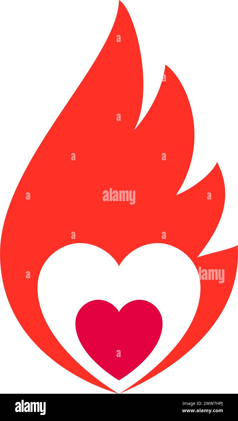 Fire flame, hot heart symbol, vector illustration Stock Vector Image ...