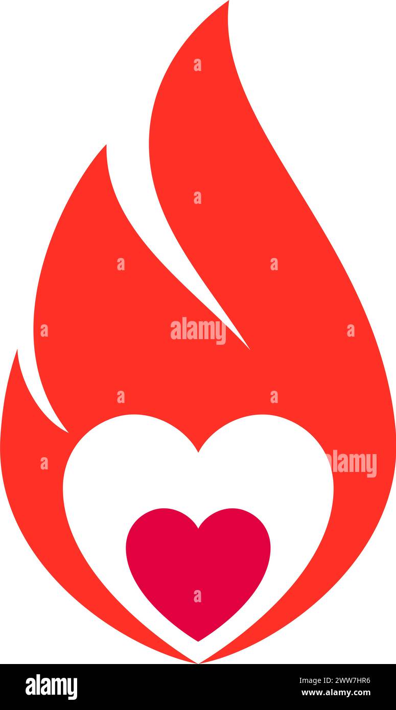 Fire flame, hot heart symbol, vector illustration Stock Vector Image ...