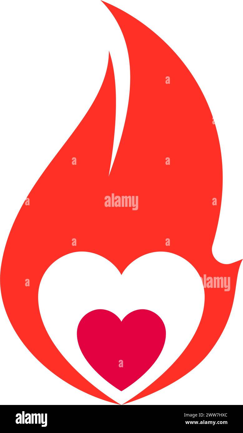 Flaming heart silhouette Stock Vector Images - Alamy