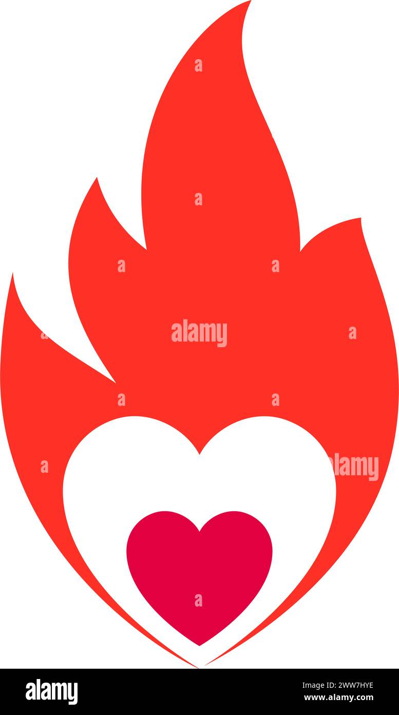 Fire flame, hot heart symbol, vector illustration Stock Vector Image ...
