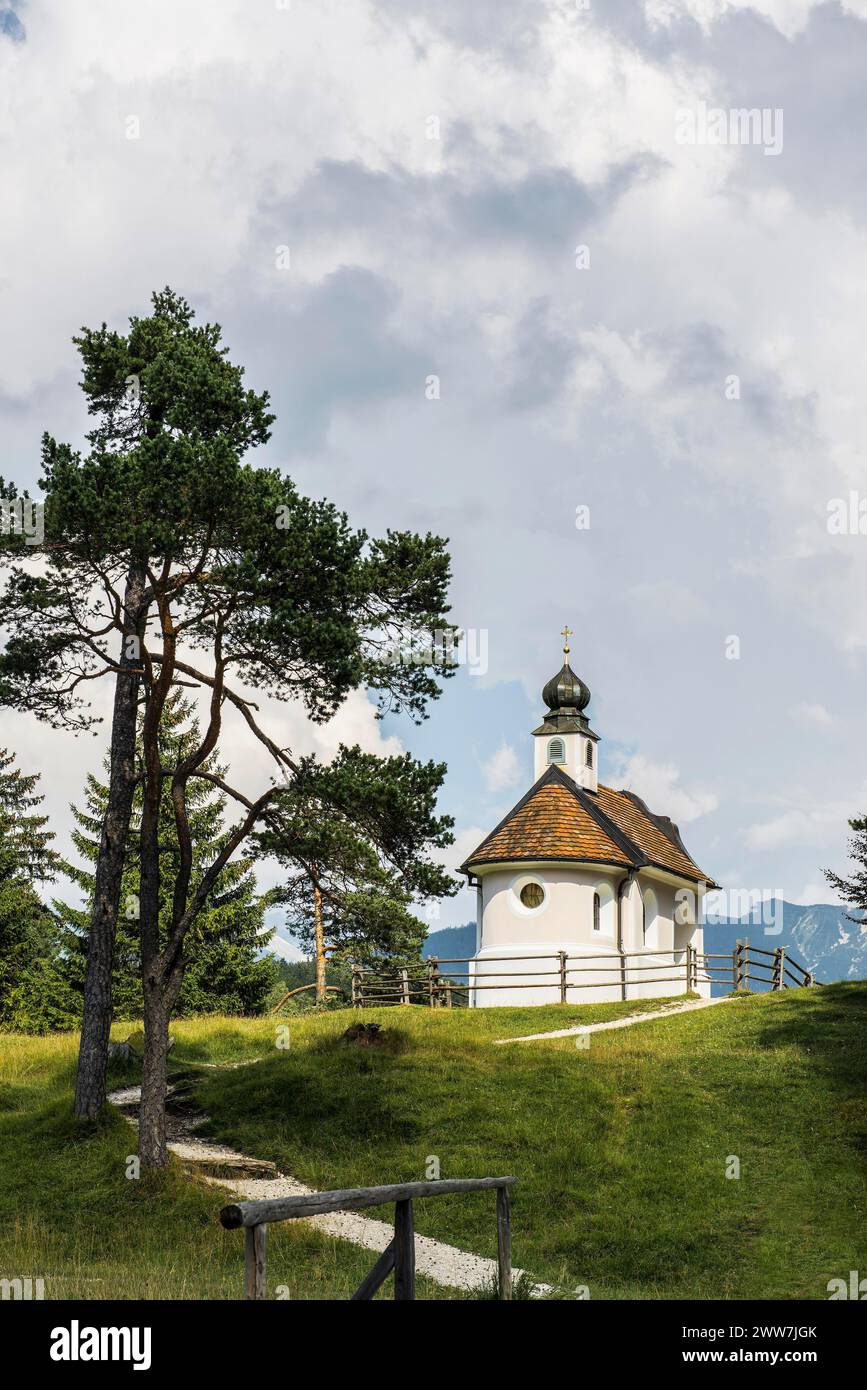 Maria Koenigin Chapel on Lake Lautersee, near Mittenwald, Werdenfelser ...