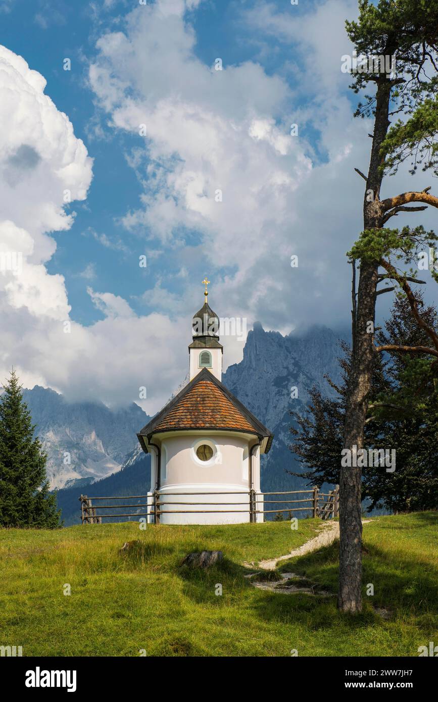 Maria Koenigin Chapel on Lake Lautersee, near Mittenwald, Werdenfelser ...