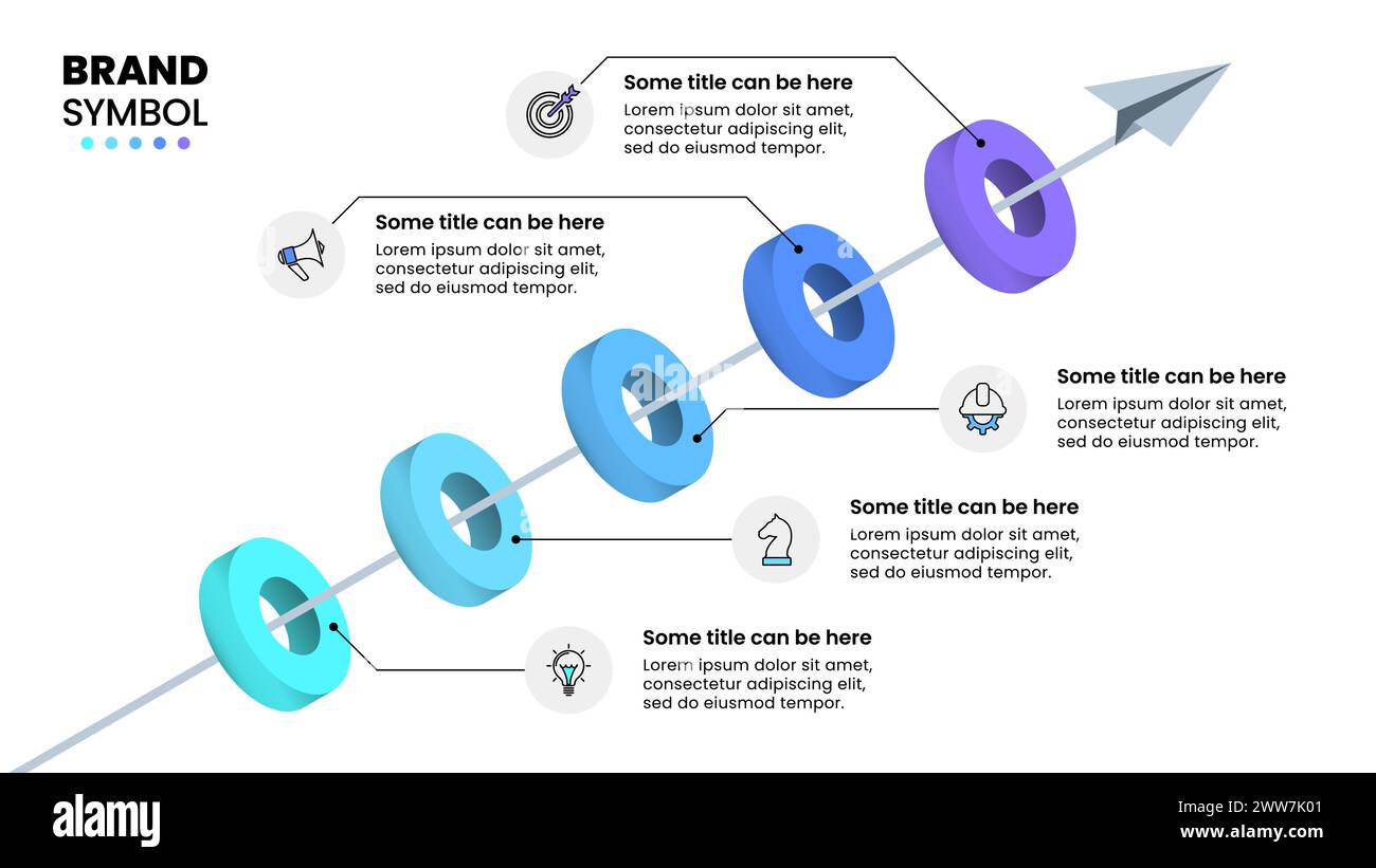 Infographic template with icons and 5 options or steps. Rings. Can be ...