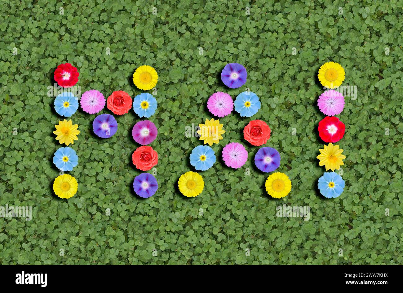 Month may written with flower heads Stock Photo - Alamy