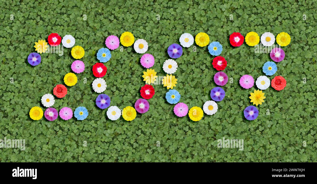 Year written with flower heads Stock Photo - Alamy