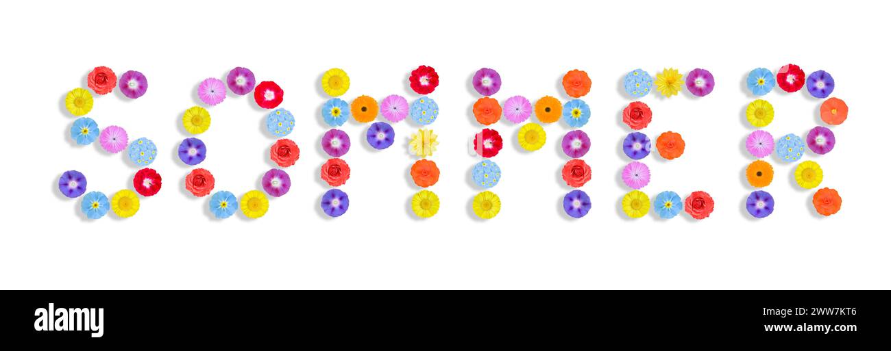 Word Sommer written with flowers Stock Photo - Alamy