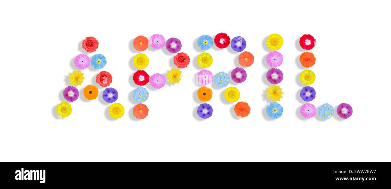 Word April written with flowers Stock Photo - Alamy