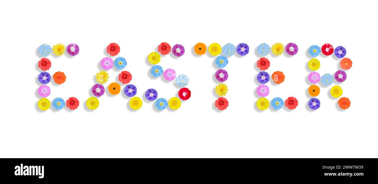 Word Easter written with flowers Stock Photo - Alamy