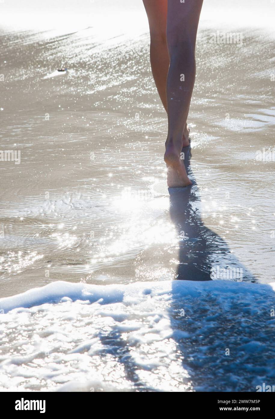 Woman Walking in Sea Water on Beach, Low section Stock Photo - Alamy