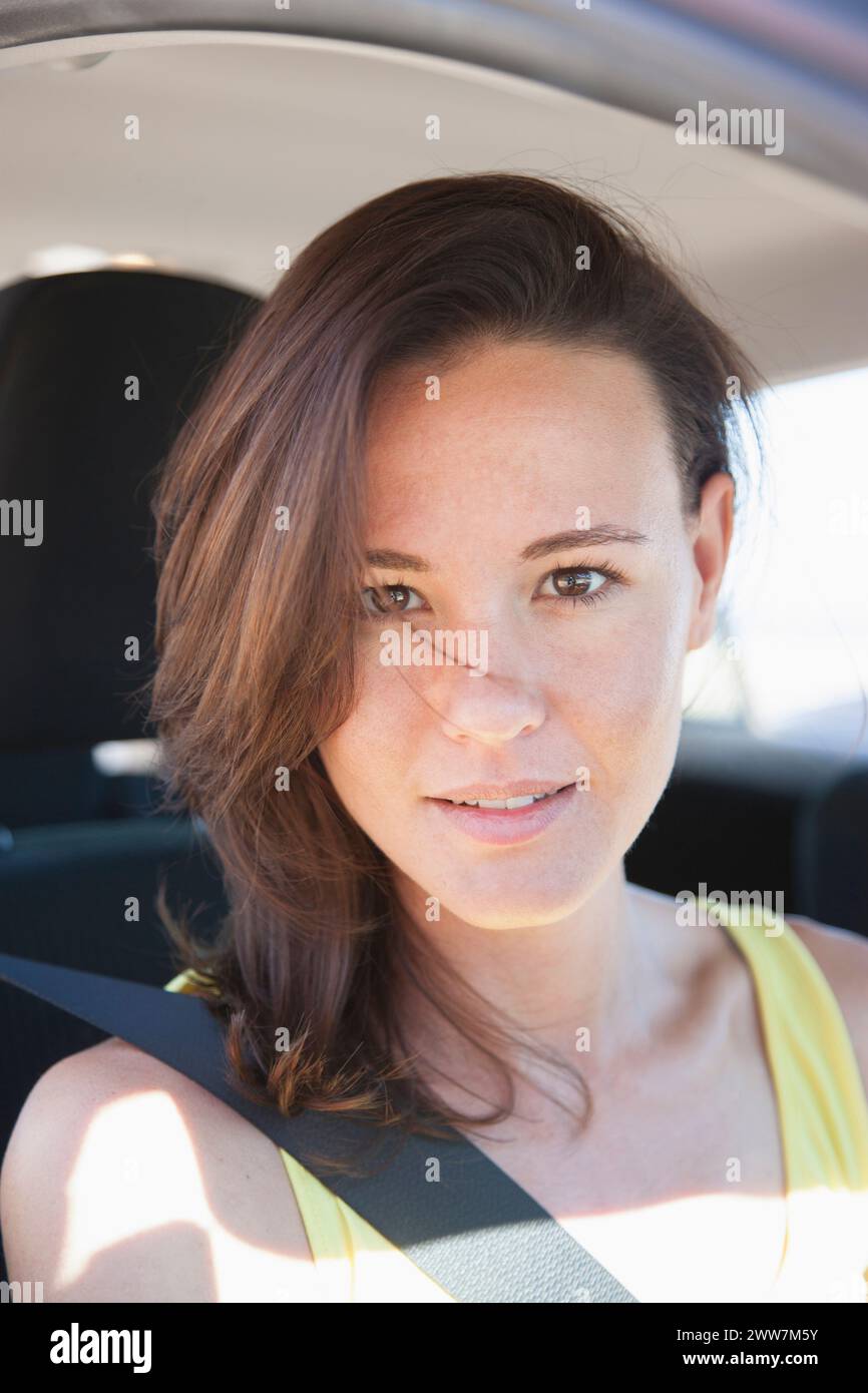 Woman wearing seat belt hi-res stock photography and images - Alamy