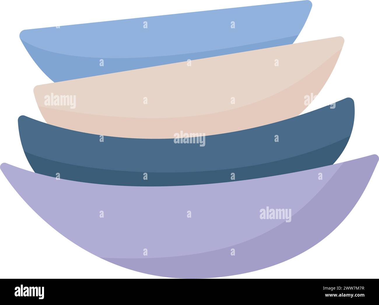 Stack of ceramic colored dishes isolated on white background Stock ...