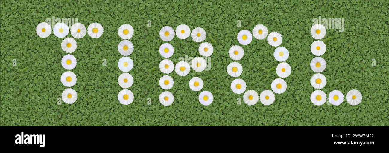 Austrian province Tyrol in austrian or german language written with ...