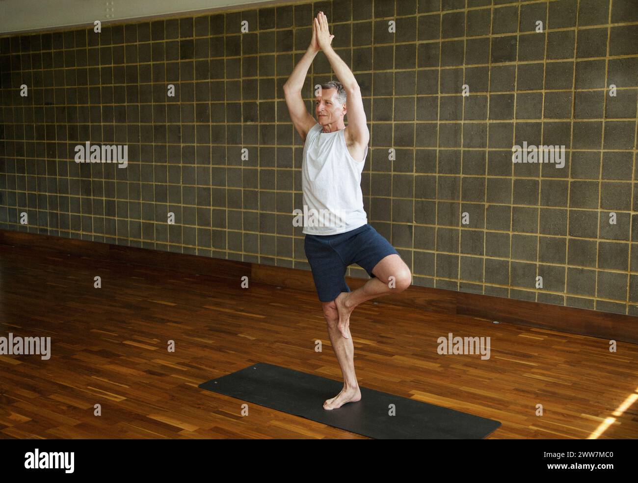Tree pose yoga male inside hi-res stock photography and images - Alamy
